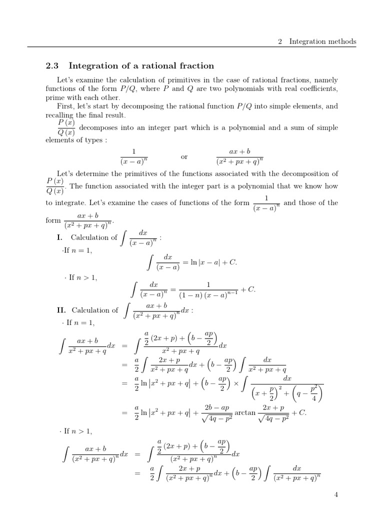 Integration of Rational Fractions Methods | PDF | Polynomial ...