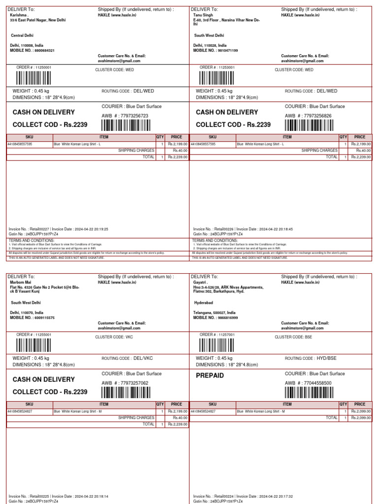 Shipping Label 528431111 77044558500 PDF | PDF