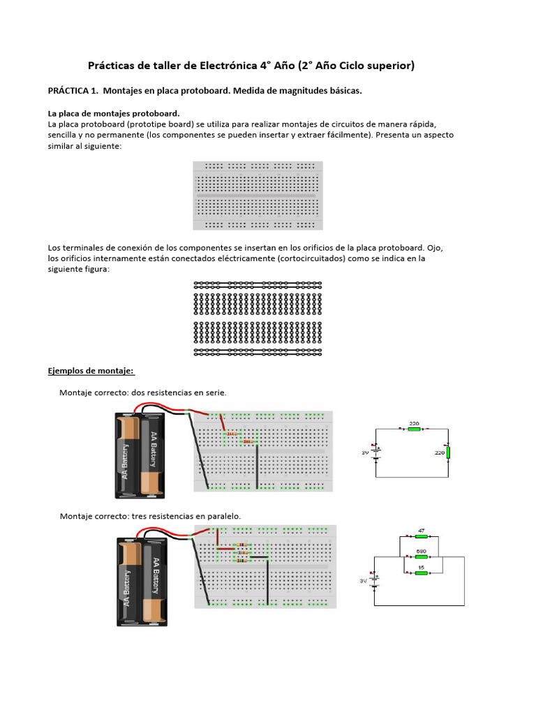 Prácticas de Electrónica en Protoboard | PDF | Resistor | Resistencia ...