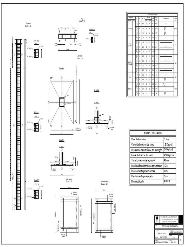 Plano Tanque Elevado | PDF | Materiales de construcción | Ingeniería estructural