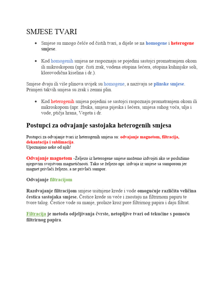 Smjese Tvari I Gra) A Tvari | PDF