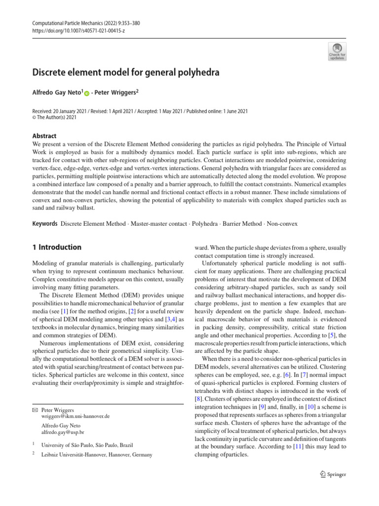 Advanced DEM for Polyhedral Particles | PDF | Rotation | Kinematics