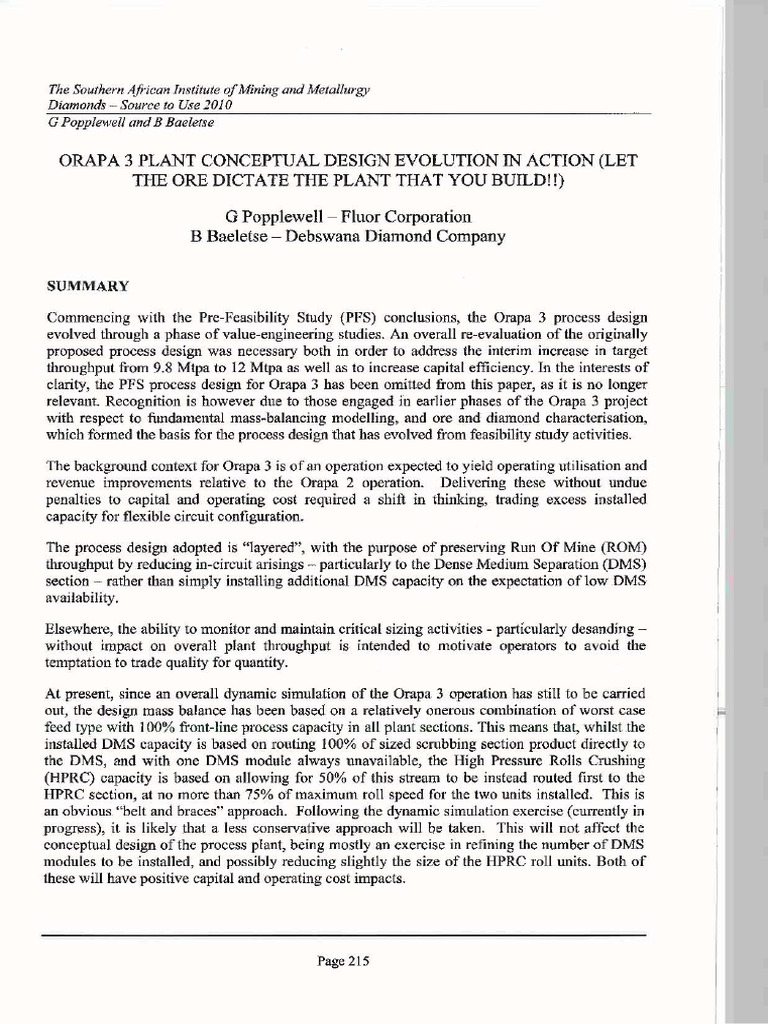 Orapa 3 Plant Conceptual Design Evolution in Action (Let The Ore ...