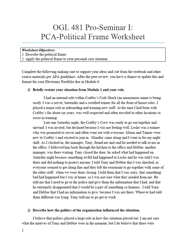 4 political frame worksheet | PDF | Social Psychology
