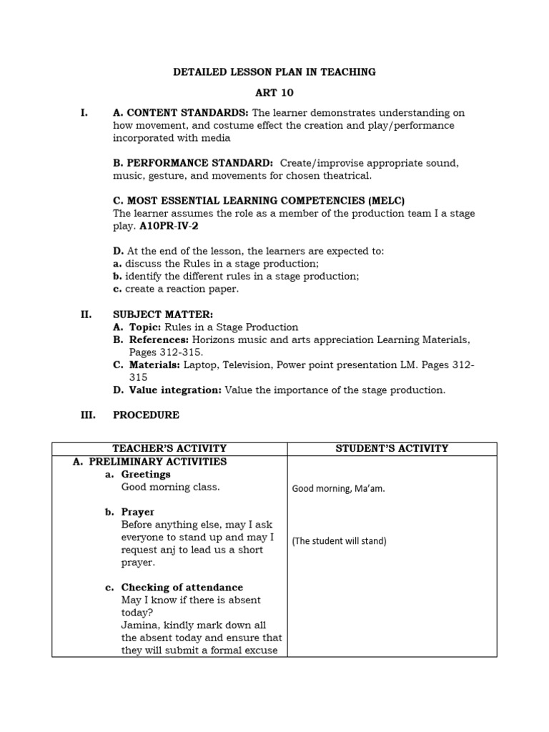 DLP ROLES IN Stage PRODUCTION | Download Free PDF | Learning | Actor