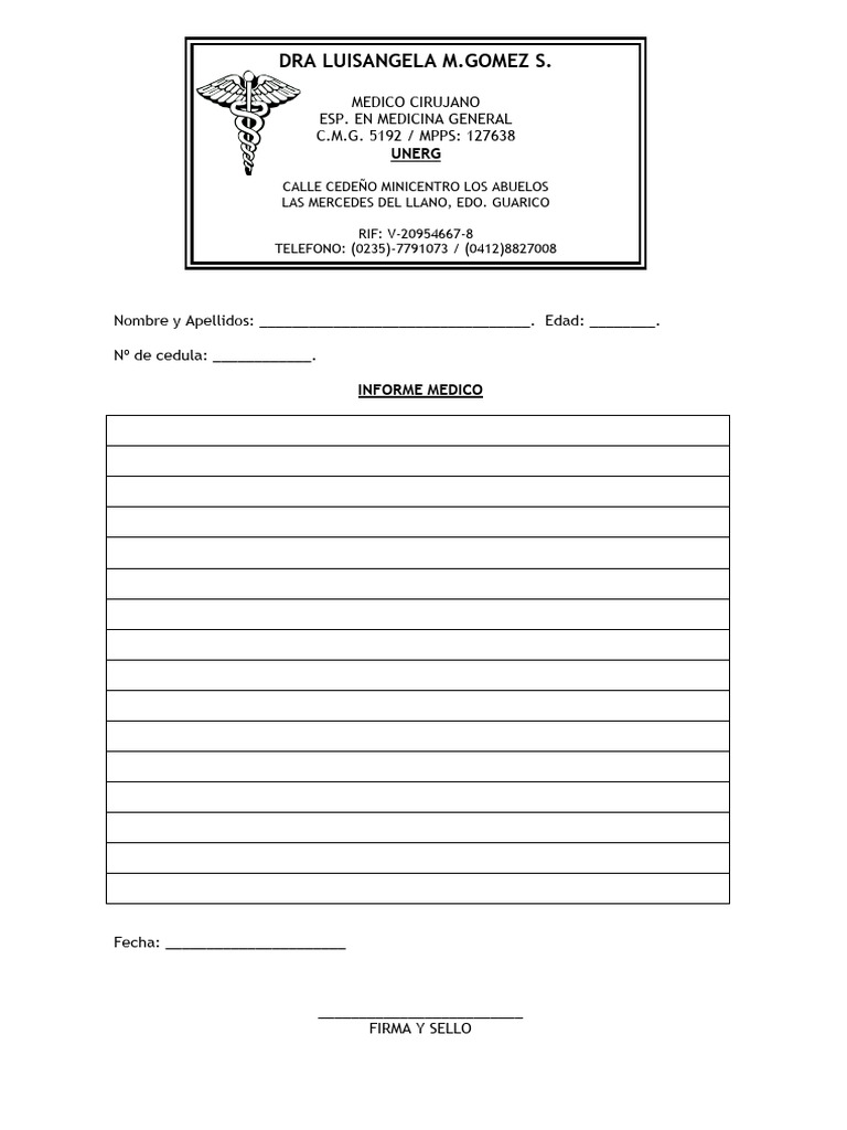 Modelo de Informe Médico | PDF
