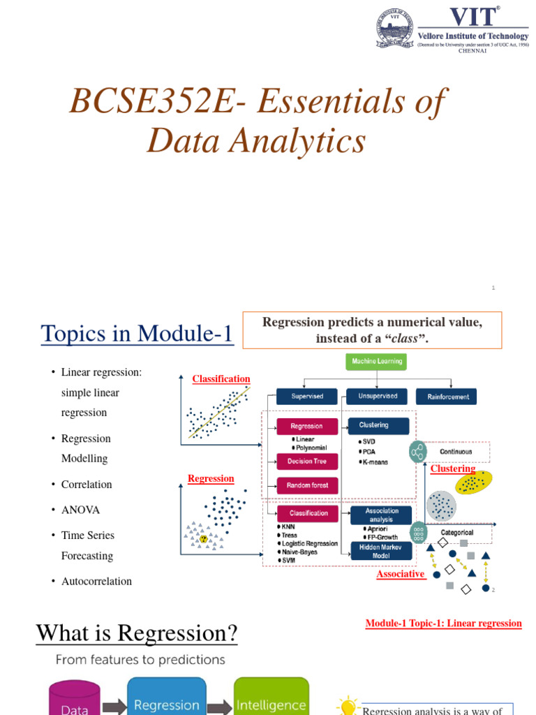 Essentials of Data Analytics: Regression | PDF | Support Vector Machine | Linear Regression