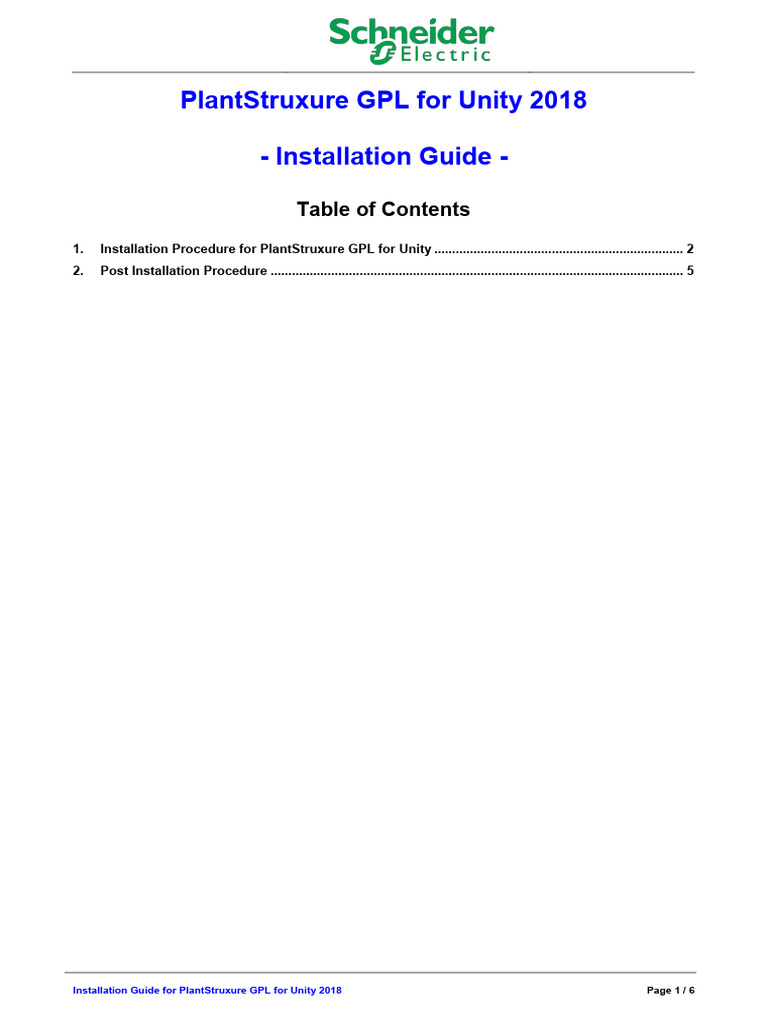 PlantStruxure GPL For Unity 2018 Installation | PDF | Computer Architecture | Computing Platforms