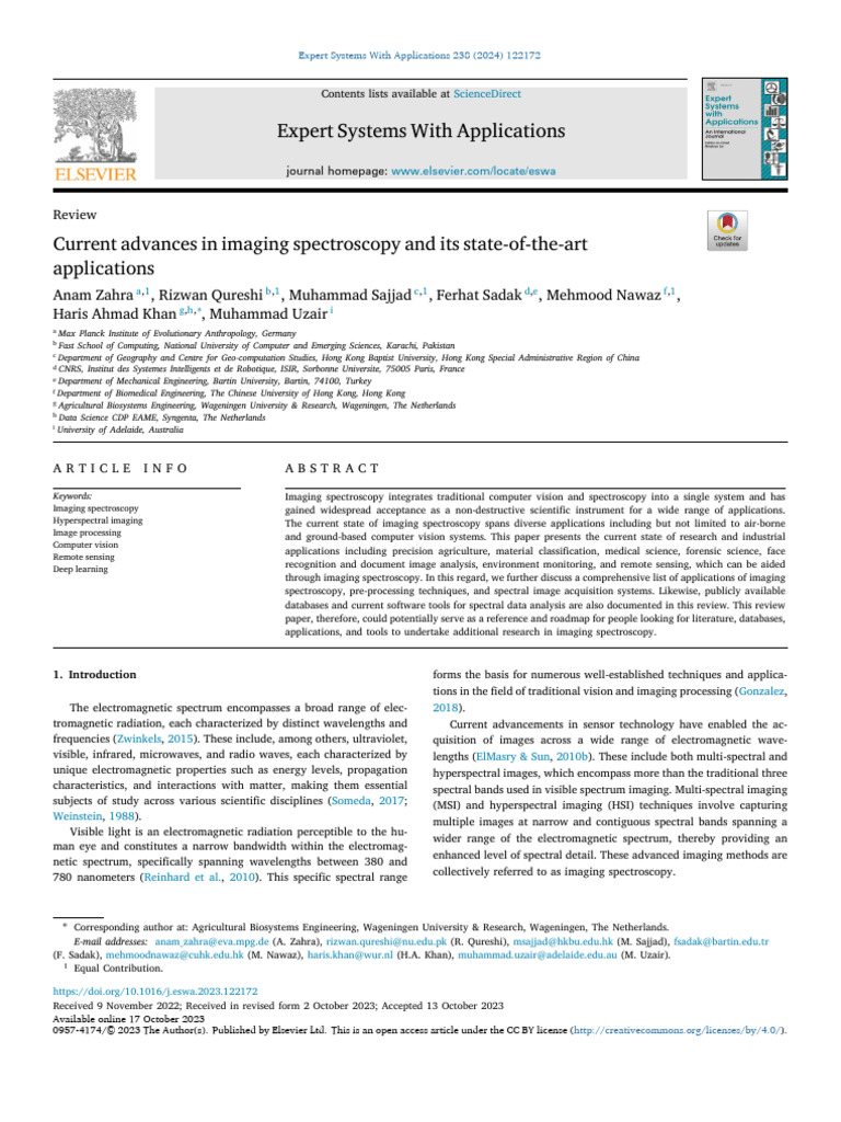 Current Advances in Imaging Spectroscopy and Its State-Of-The-Art | PDF ...