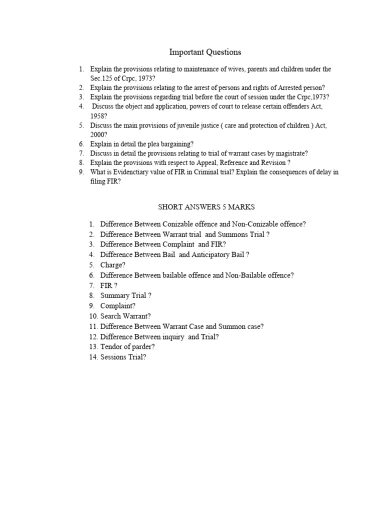 CRPC QUESTIONS 2024 | PDF