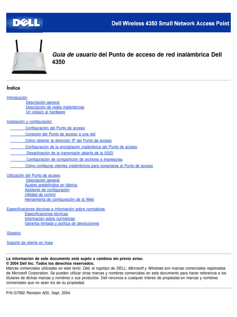 Dell 4350 | PDF | LAN inalámbrico | Punto de acceso inalámbrico
