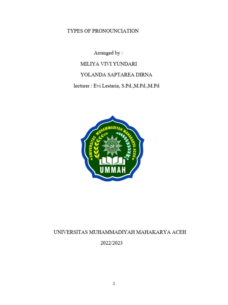 Types of Pronounciation | PDF | Stress (Linguistics) | English Language