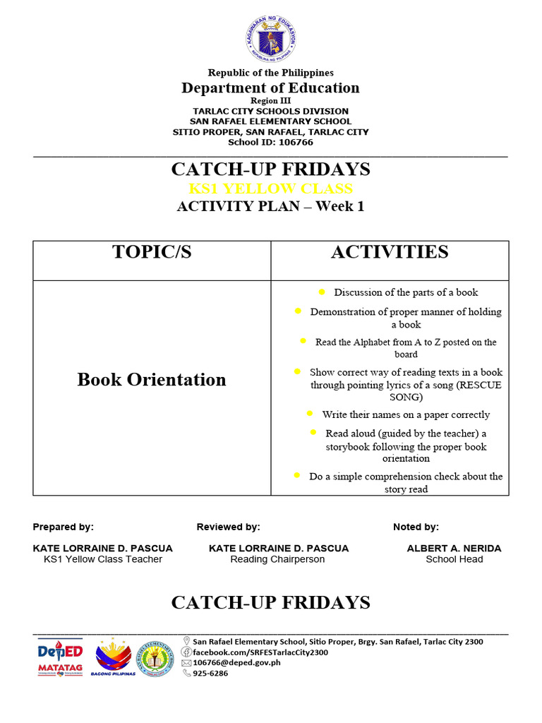 Catch Up Fridays - Activity Plan | PDF | Learning | Human Communication