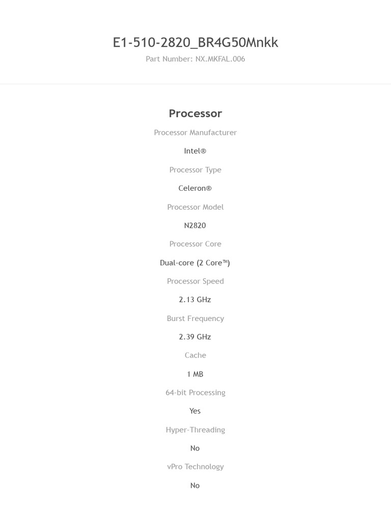 Data Sheet E1-510-2820 - BR4G50Mnkk | PDF | Usb | Computer Hardware