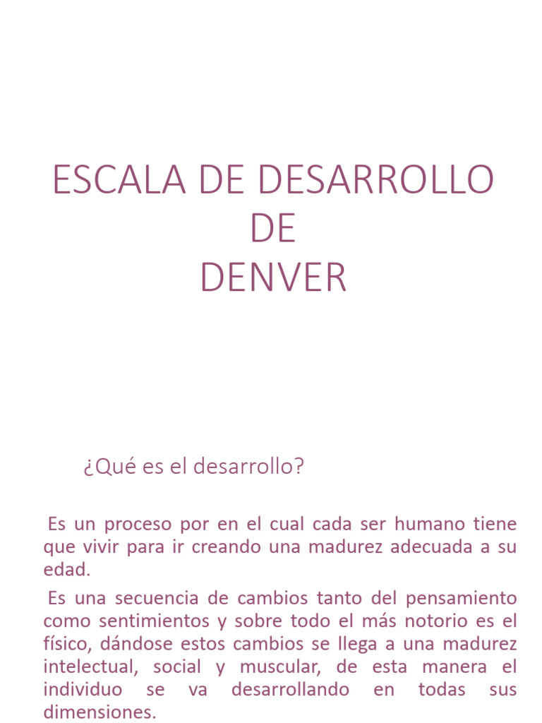 Escala de Desarrollo de Denver2 | PDF