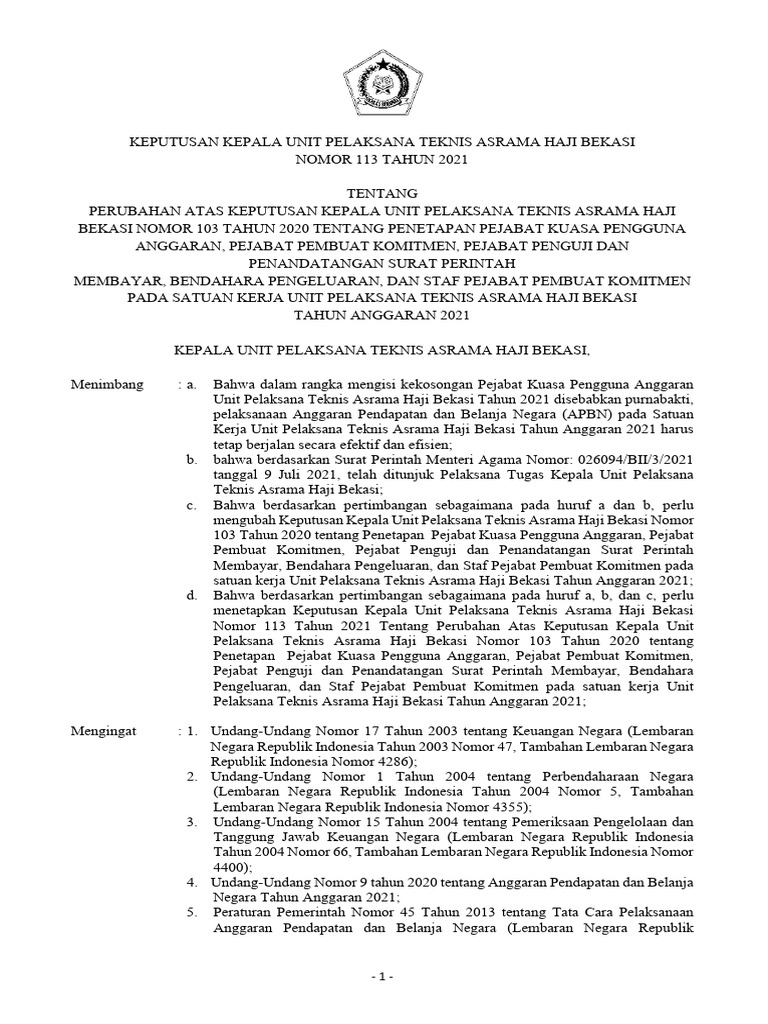 8 - Perubahan - SK KPA, PPK, PPSPM, BPG 2021 | PDF | Bisnis | Pengelolaan Keuangan & Uang