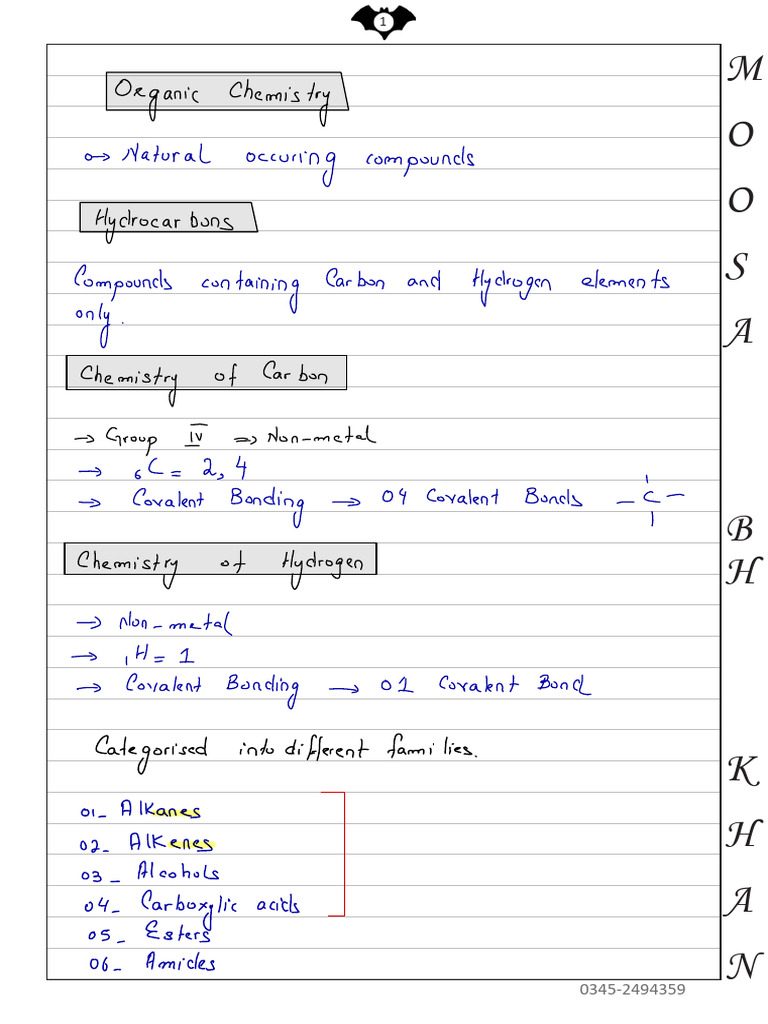 Ol - Ig Organic Chemistry Class Notes 2024-1 | PDF | Combustion | Alkane