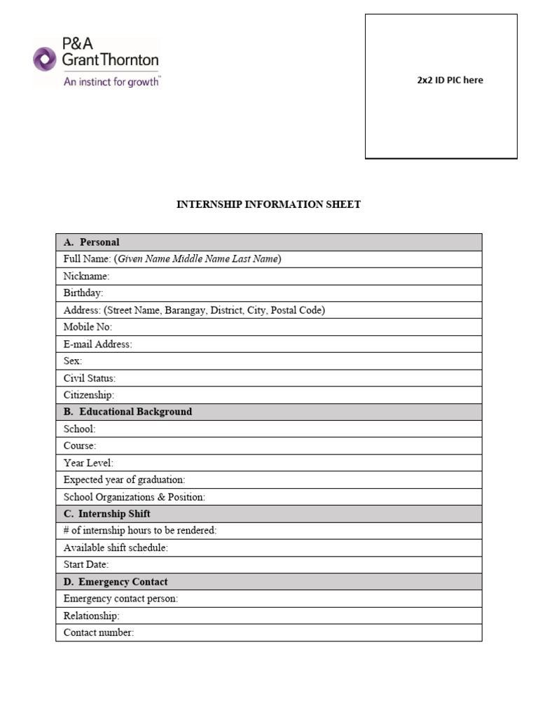 1.2 Internship Information Sheet | PDF