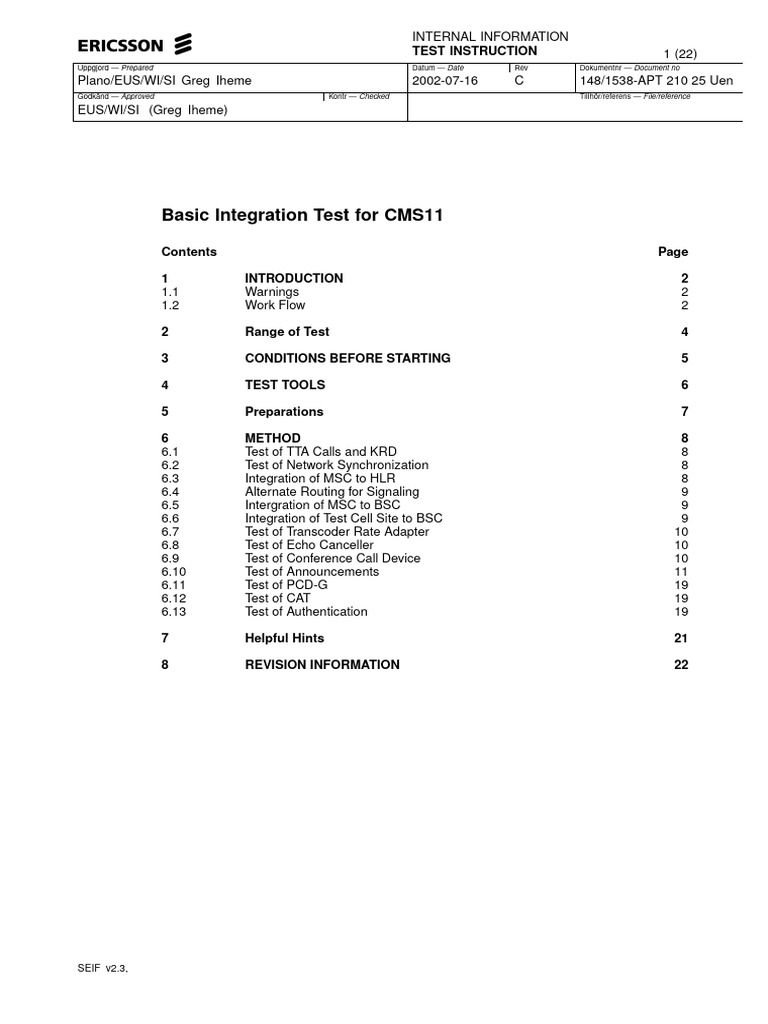 Basic Integration Test For AXE 810 | PDF | Backup | Digital Technology