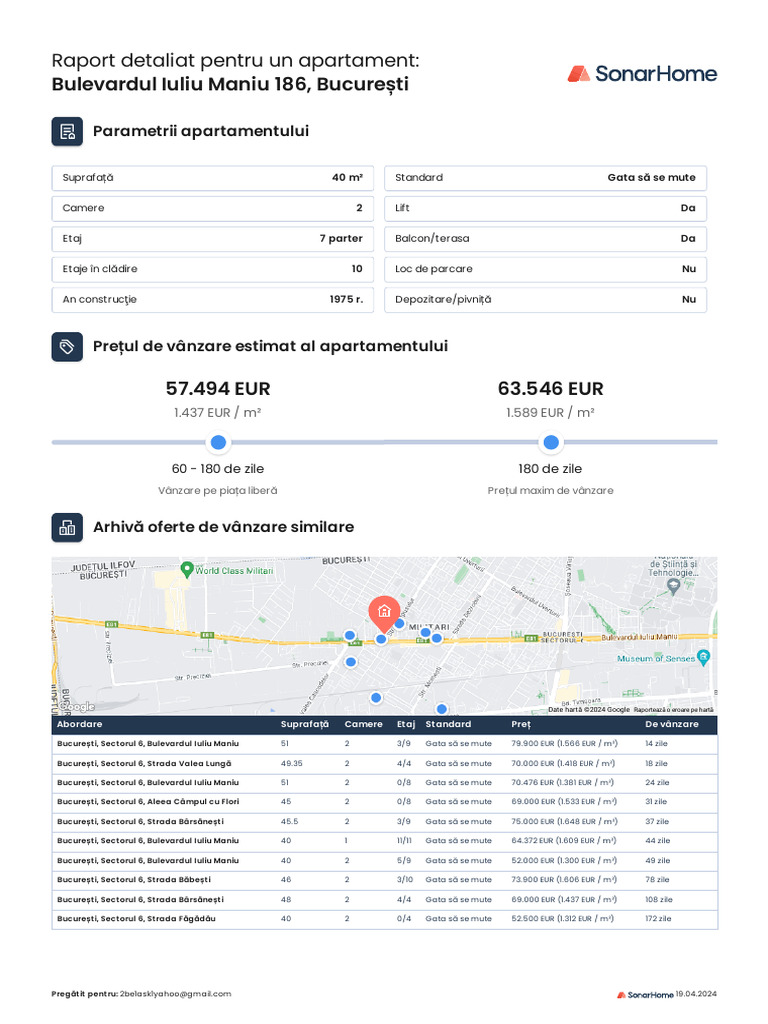 Raport de Estimare - Bulevardul Iuliu Maniu 186 - 2024-04-19 | PDF