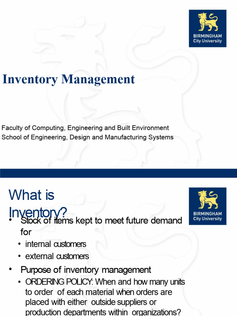 Lecture - Inventory Management | PDF | Inventory | Economics
