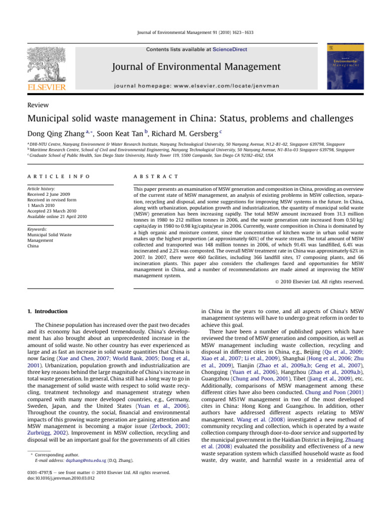 China's Solid Waste Management Challenges | PDF | Municipal Solid Waste ...
