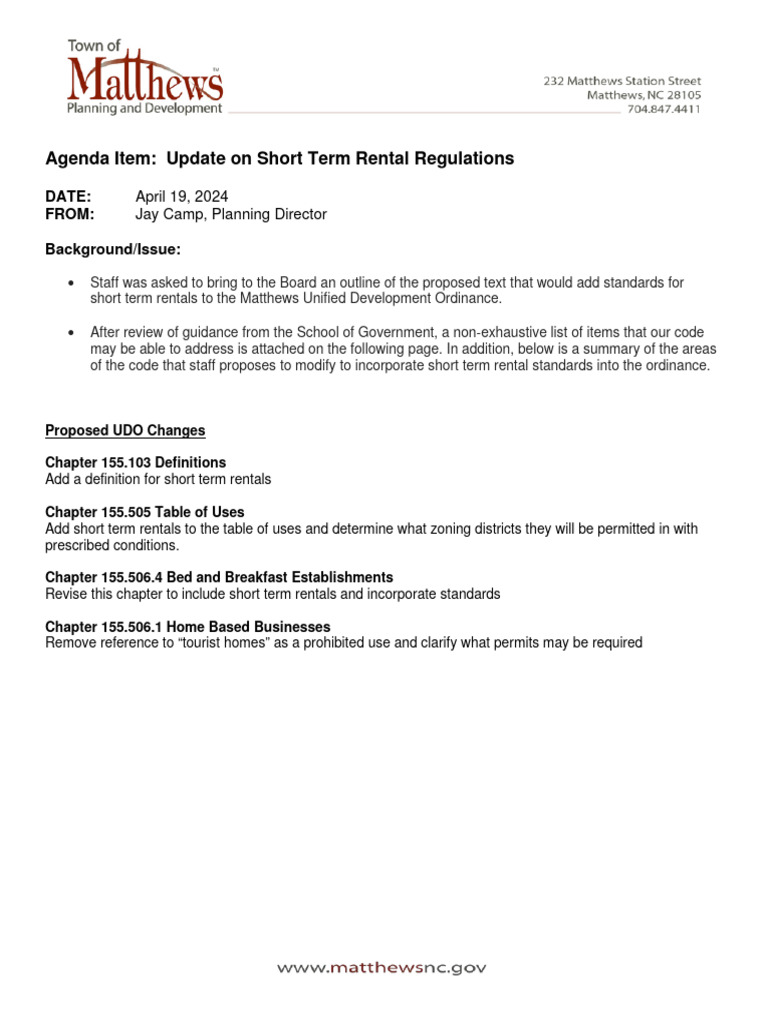 Short Term Rental Regulation Updates | PDF