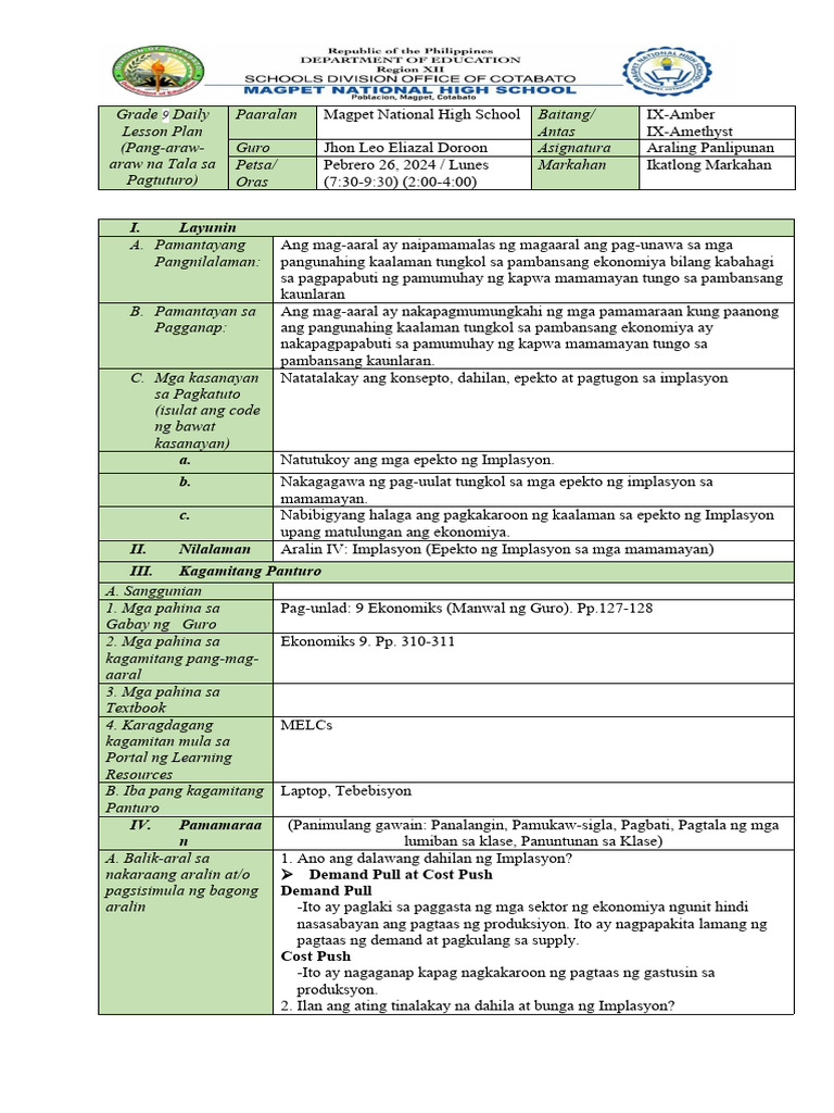 Grade Nine DLP 2 | PDF