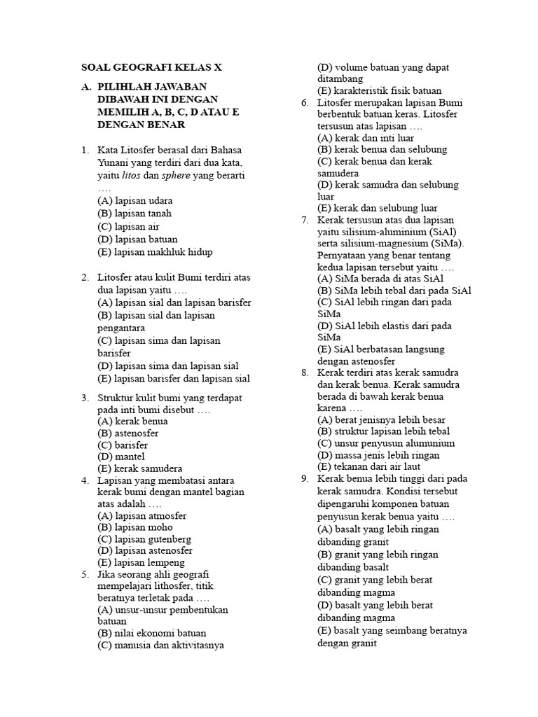 Soal Pat X Geo 2023 | PDF | Sains & Matematika