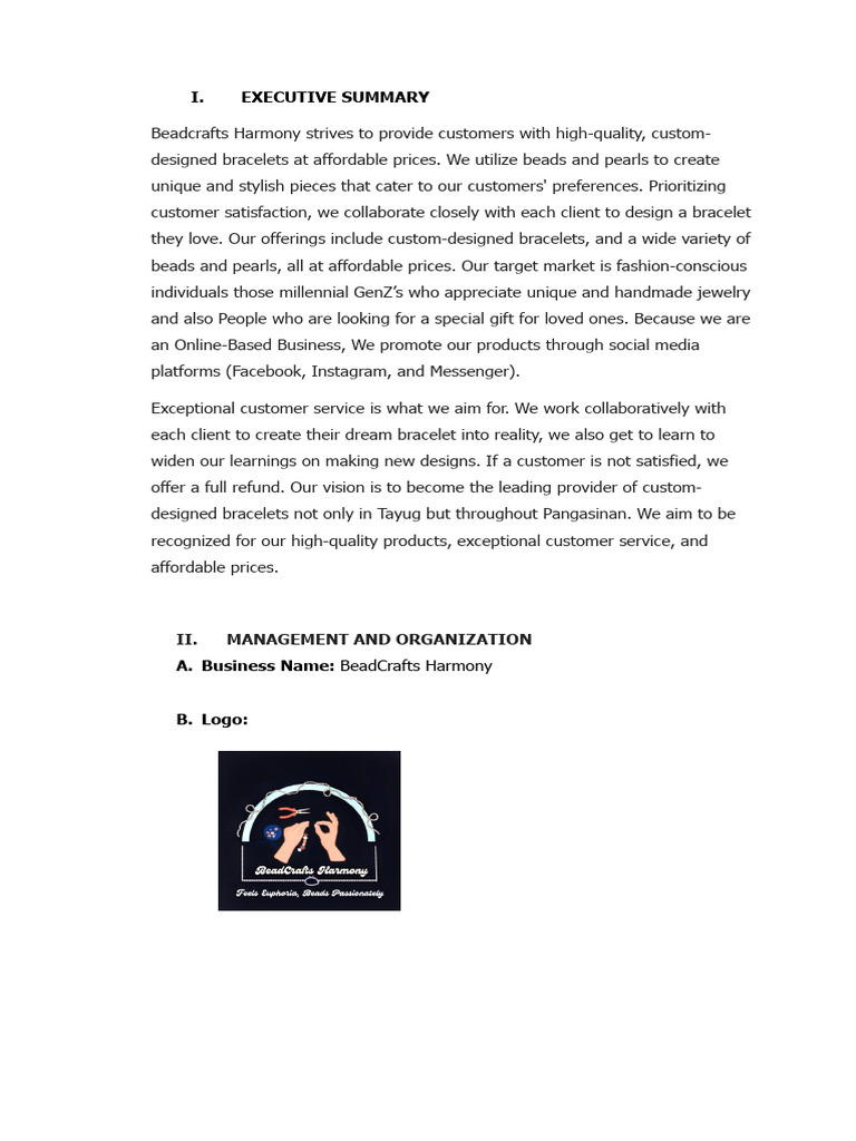 Business Plan Final Real | PDF | Online Shopping | Beadwork