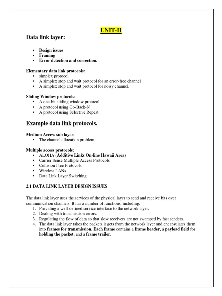 Cn Unit Ii Pdf Transmission Control Protocol Error Detection And Correction