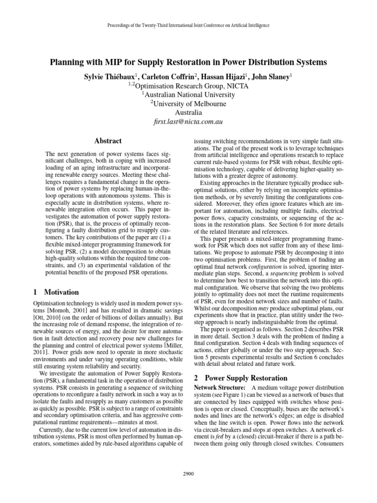 Automating Power Supply Restoration with MIP | PDF | Mathematical ...