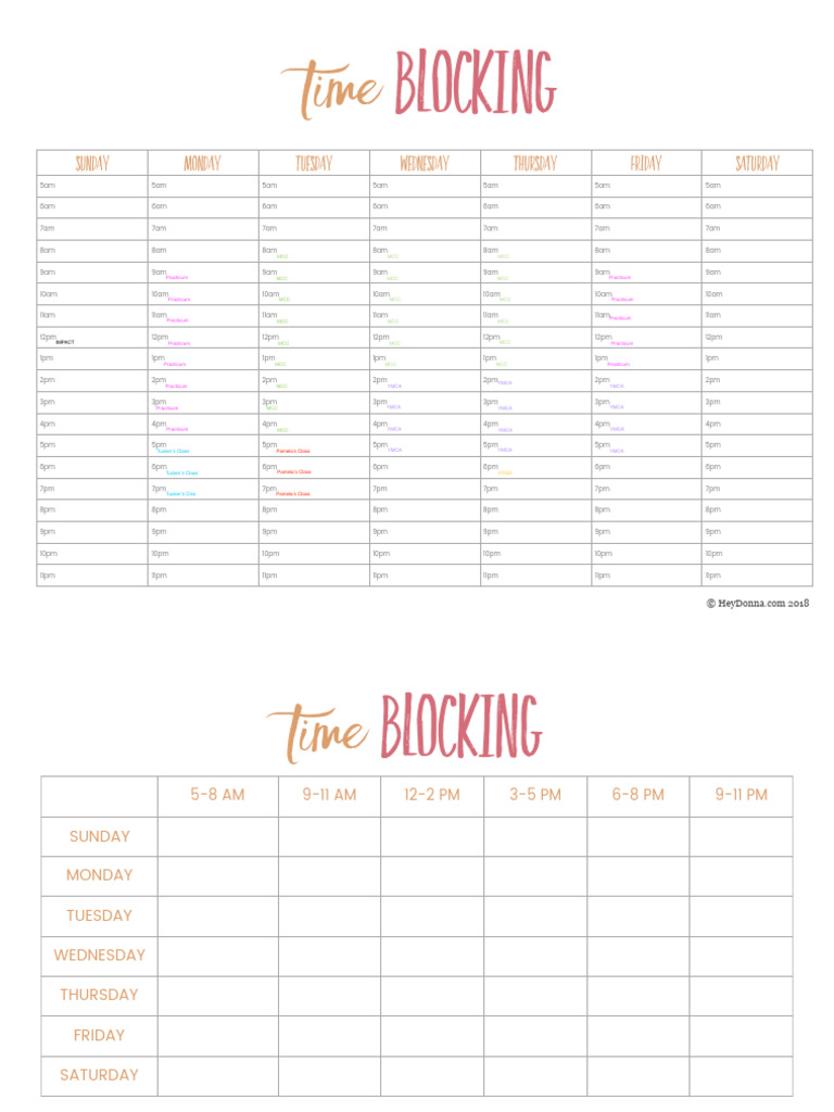 Time Blocking Worksheets | PDF