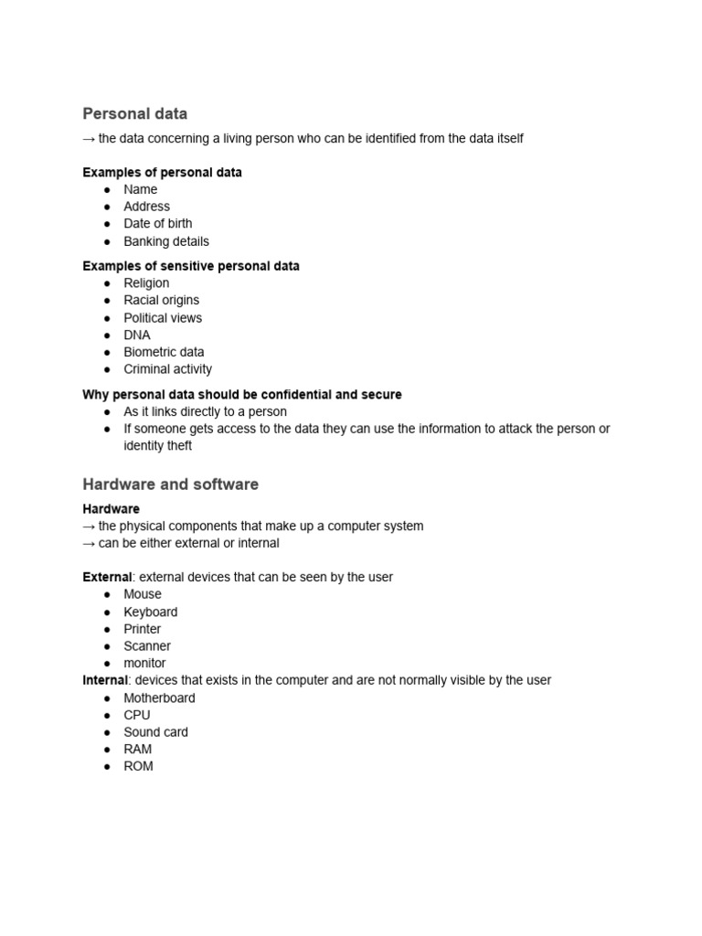 Part 1 Ict Notes | PDF | Computer Hardware | Laptop