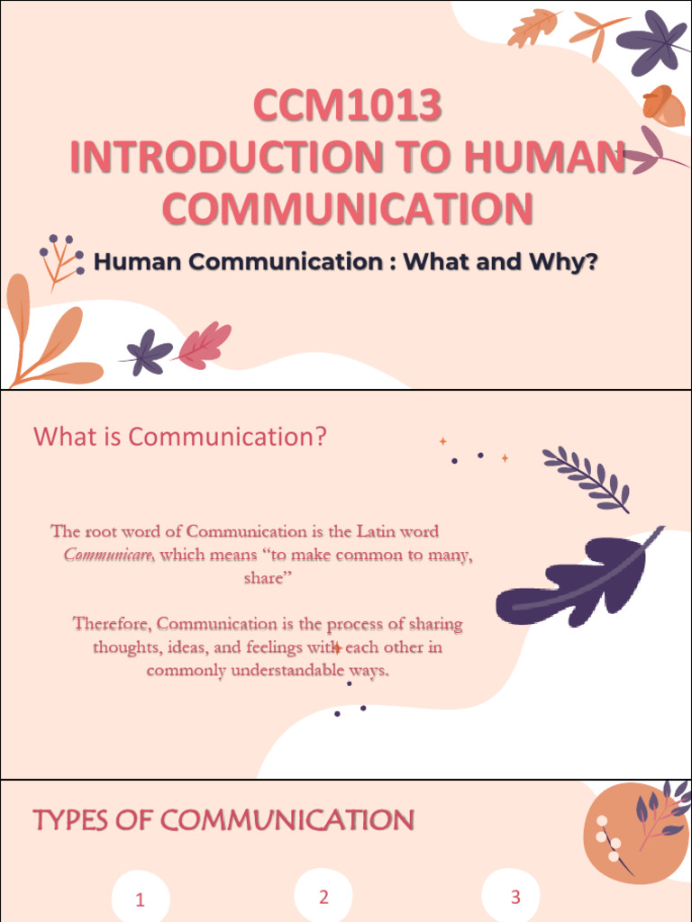 CCM1013 Chapter 1 - Introduction To Human Comm | PDF | Communication ...