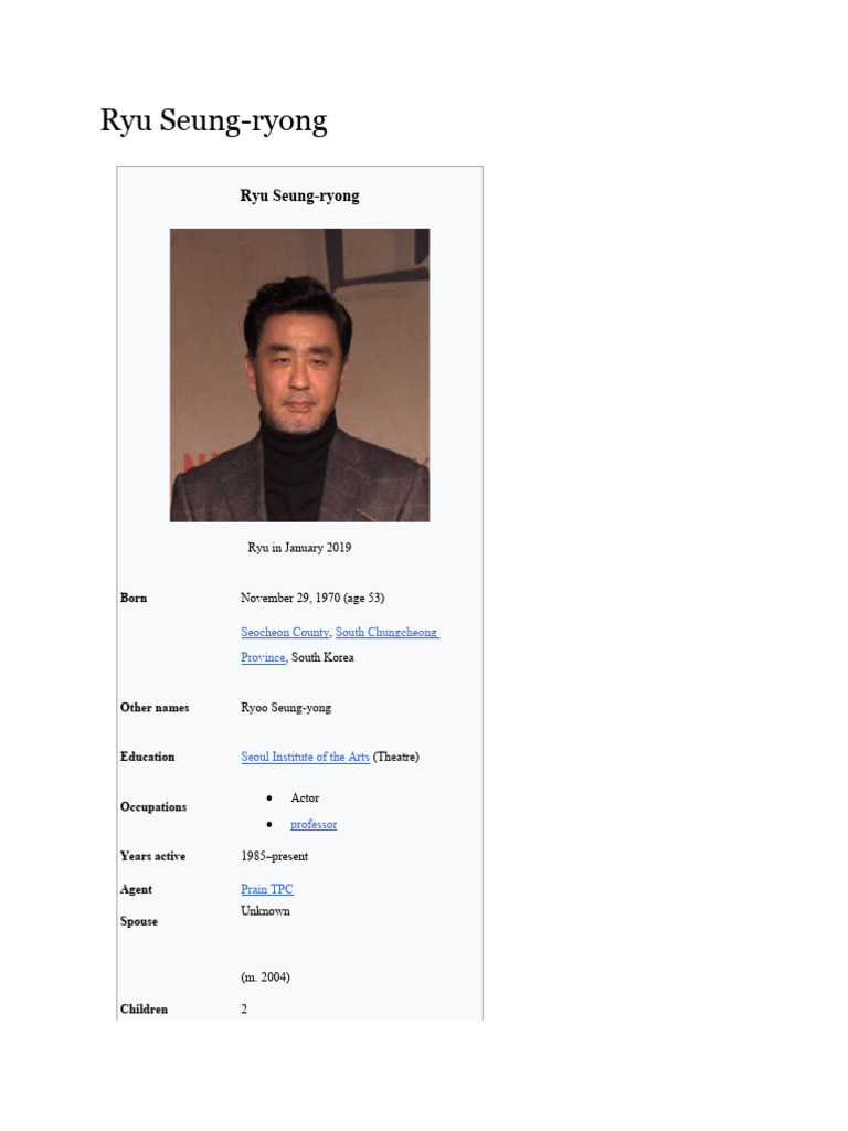 Ryu Seung-Ryong | PDF