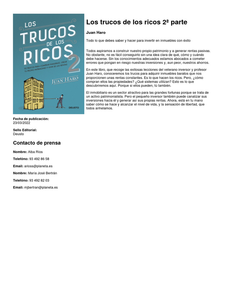 Los Trucos de Los Ricos 2 Parte | PDF | Bienes raíces | Economias