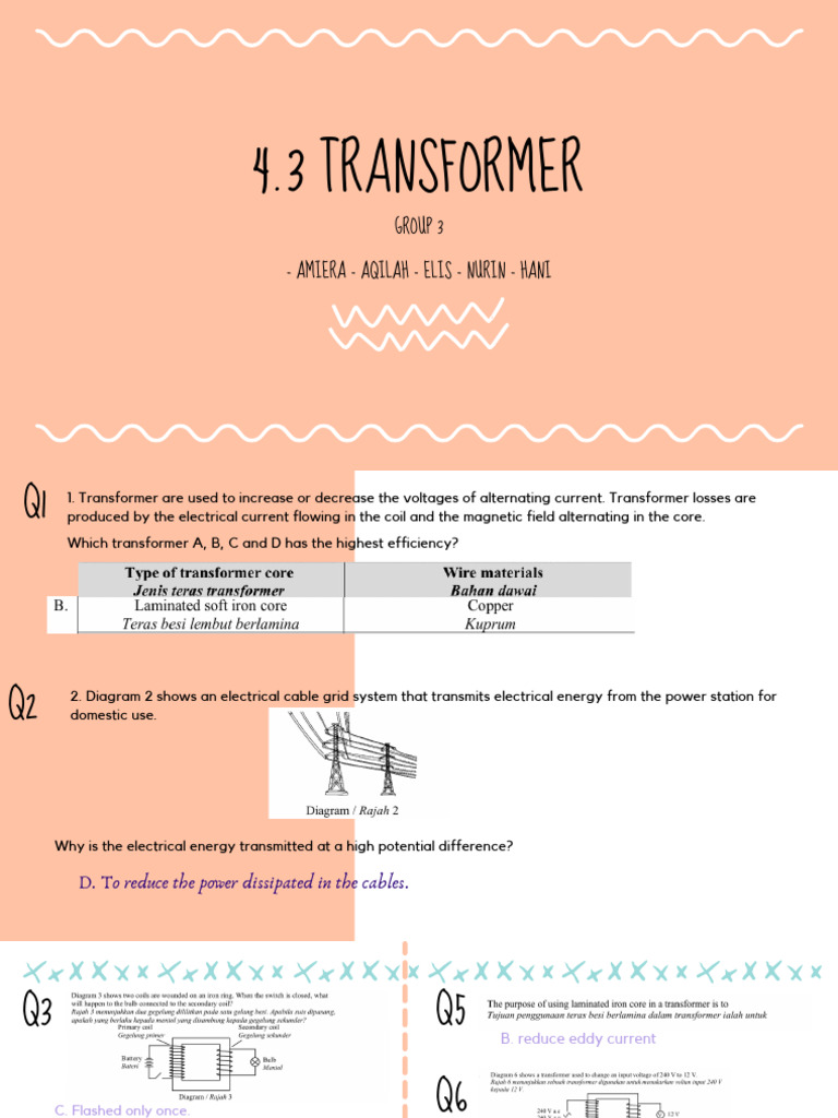 Transformer Obj Qs 1-26 Group 3 | PDF | Transformer | Inductor