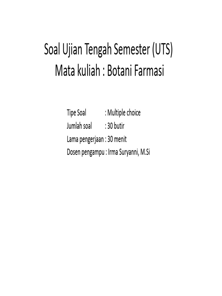 Soal UTS Botani | PDF | Ilmu Sosial | Griya & Taman