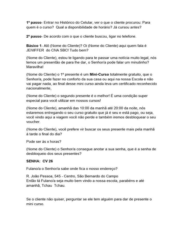 Scripts de Vendas | PDF