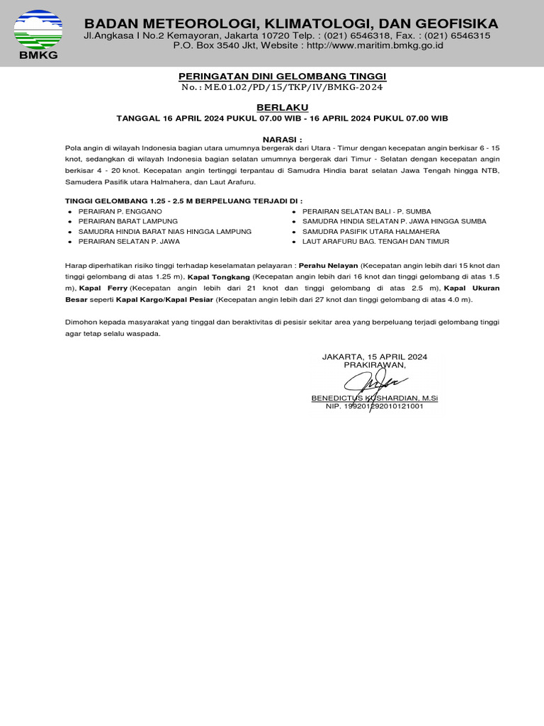 Warning 20240415 PD 15 | PDF | Perjalanan