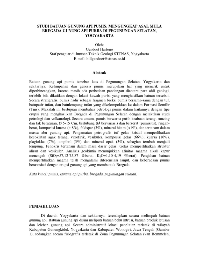 Studi Batuan Gunung Api Pumis Mengungkap Asal Mula Bregada Gunung Api Purba Di Pegunungan ...