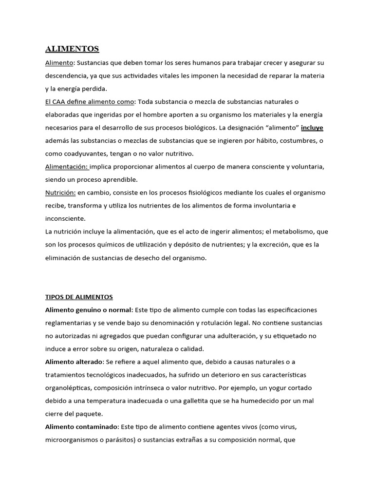 Alimentos Generalidades | PDF | Alimentos | sal