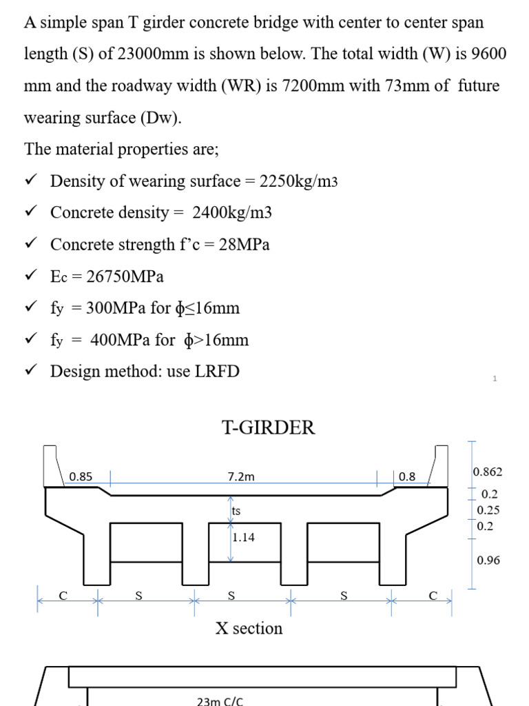 T-Girder Bridge Design | PDF | Structural Load | Mechanical Engineering