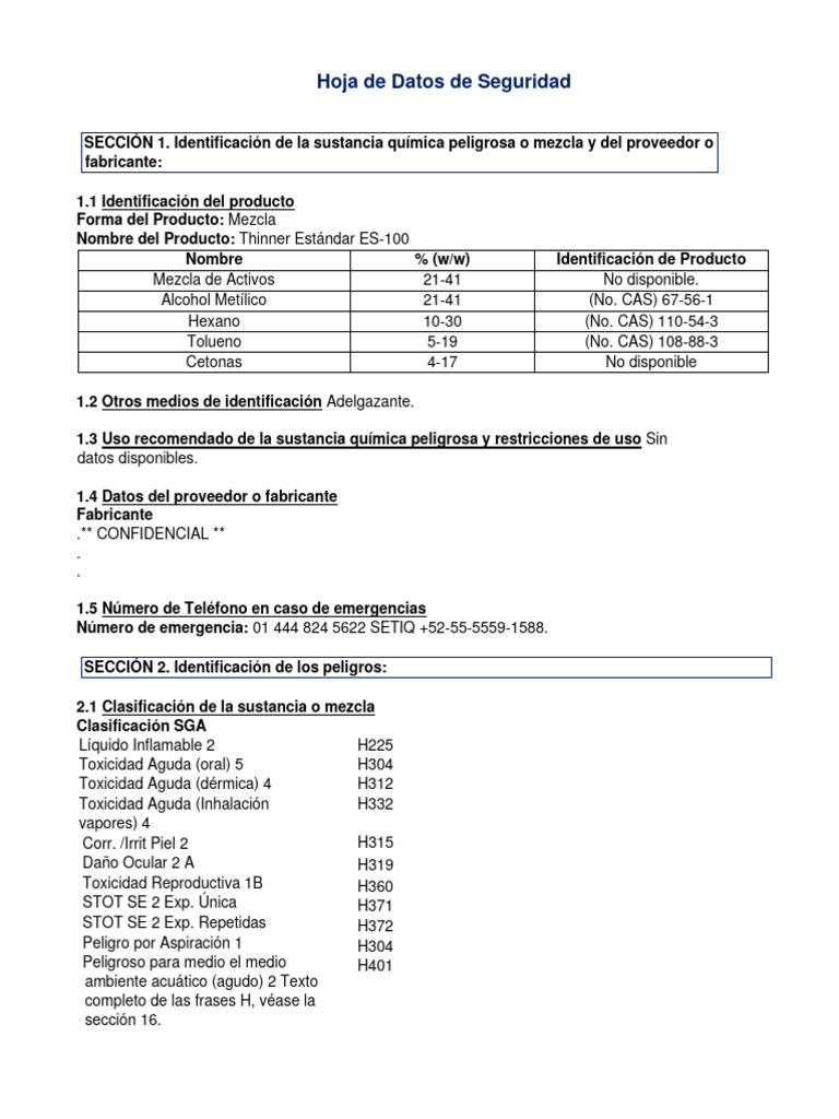 HDS - Thinner Vegmar | PDF | Combustión | Agua