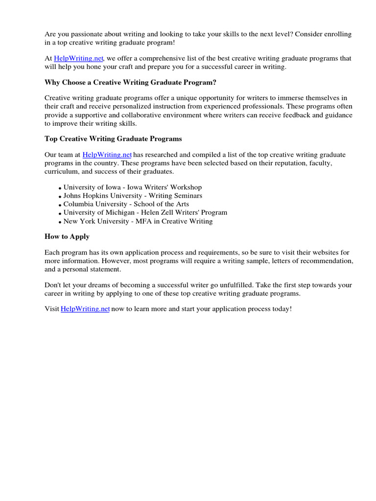 Top Creative Writing Graduate Programs | PDF | Creative Writing ...