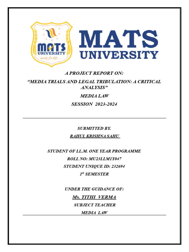 Media Trials | PDF | Freedom Of The Press | Right To A Fair Trial