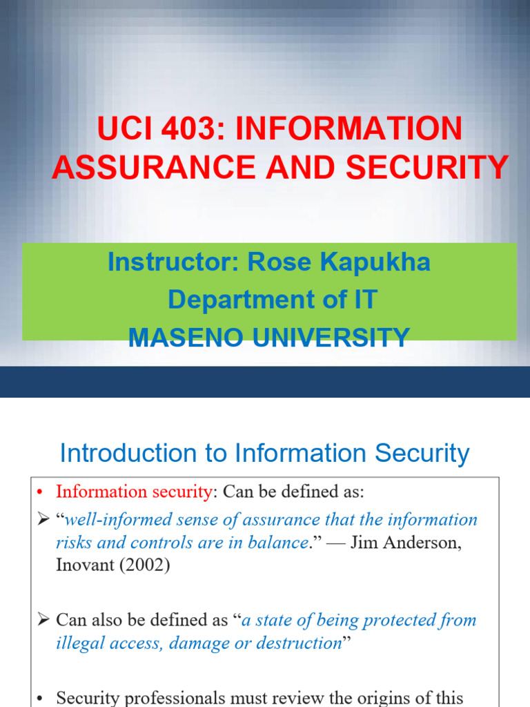 Lecture 1 - Introduction To Security | PDF | Information Security ... Lecture 1 - Introduction To Security | PDF | Information Security ...
