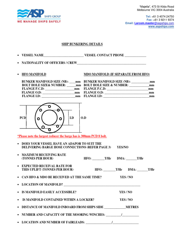 Bunkering Details Form - V.06-2022 | PDF | Manufactured Goods