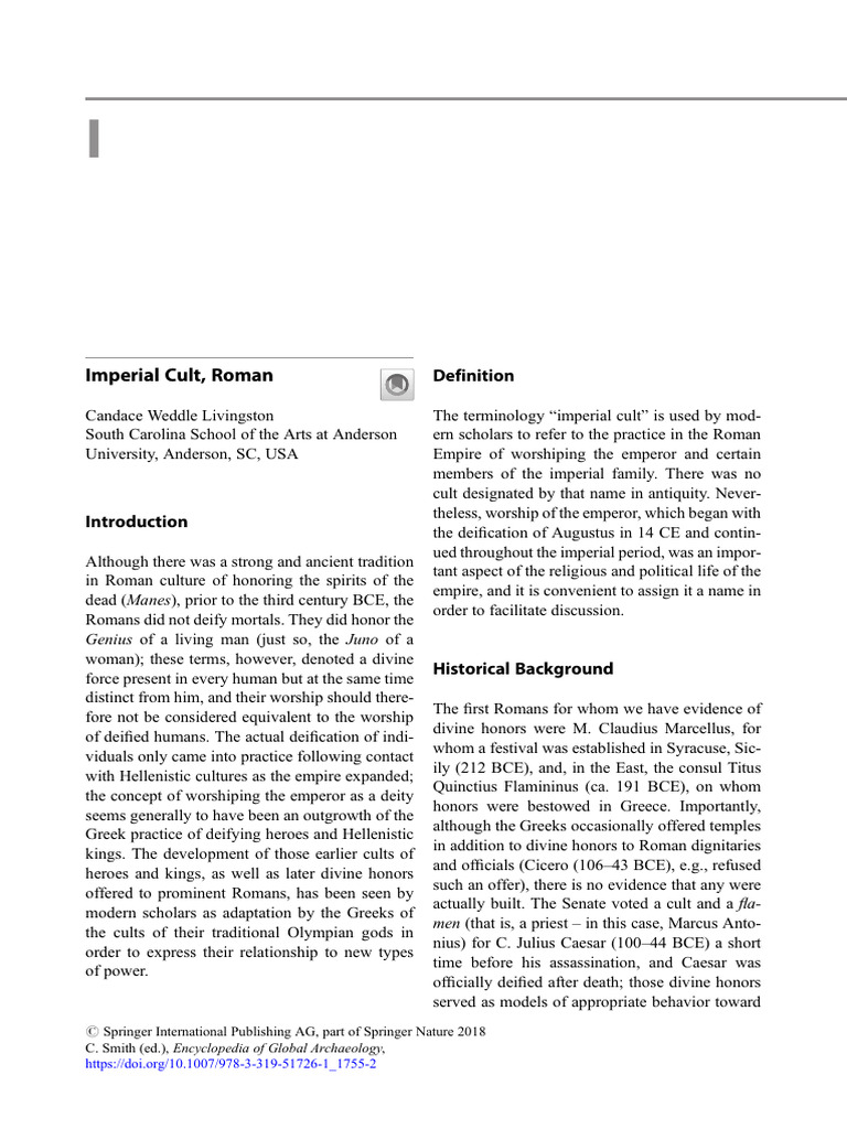 Roman Imperial Cult Overview | PDF | Roman Empire | Ancient Rome